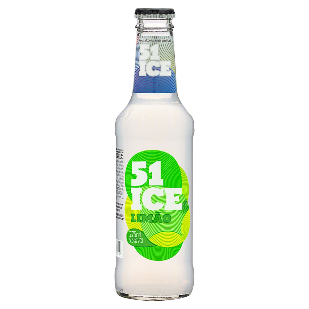 Bebida Mista Alcoólica Gaseificada Limão 51 Ice Garrafa 275ml Bebida Mista Alcoólica Gaseificada Limão 51 Ice Garrafa 275ml