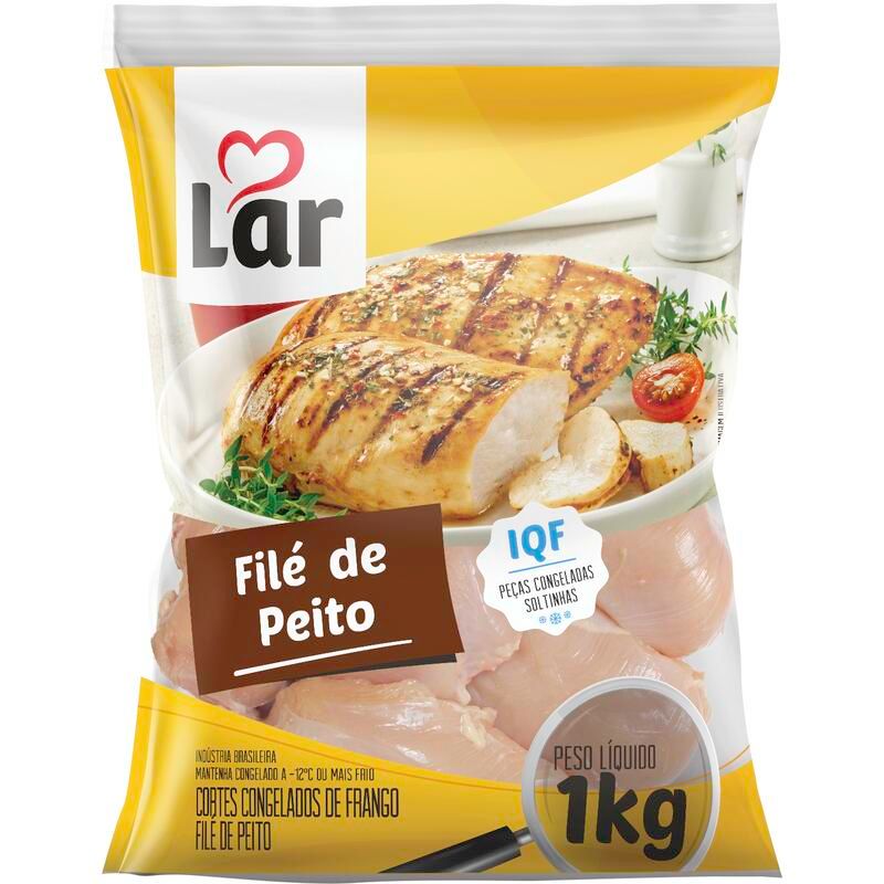 Filé de Peito de Frango Congelamento IQF Lar pct 1kg