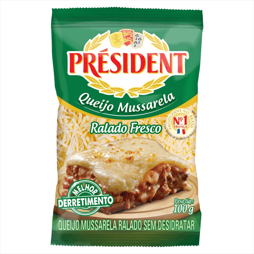 Queijo Prato Ralado Fresco Président Pacote 100g