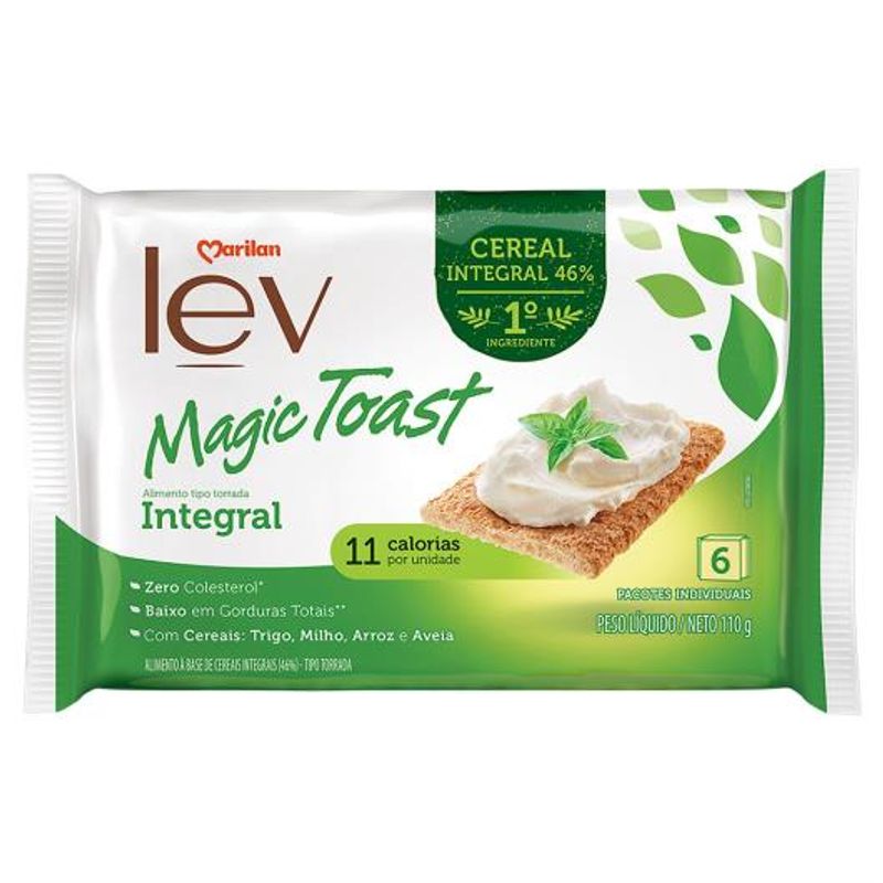 Torrada Integral Marilan Lev Magic Toast Pacote 110g 6un